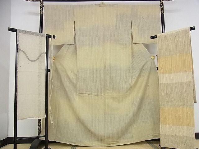 平和屋本店■極上　ひなや工房　くむ・あむ・おる　伊豆蔵明彦　紬・袋帯・帯締め・帯揚げセット　単衣　正絹　逸品　KAAA1229kk4