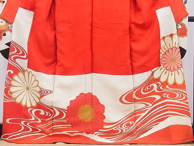 平和屋本店□極上 アンティーク 大正ロマン 振袖 駒刺繍 飛鶴鳳凰菊花文