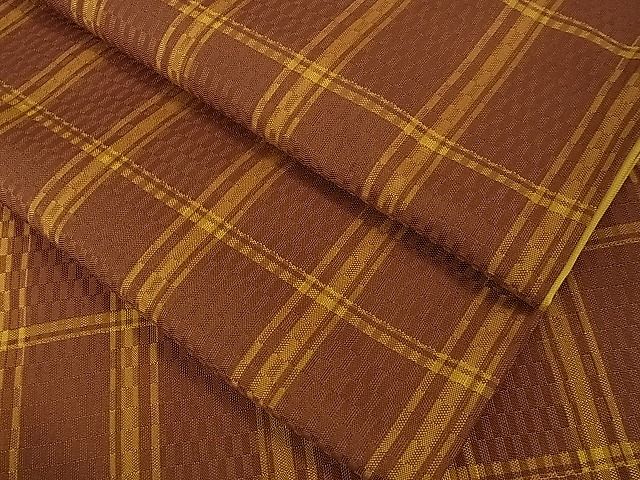 平和屋本店■極上　本場黄八丈　市松綾織　紬　格子　逸品　DZAA1217kh4