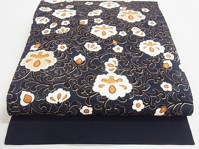 平和屋本店■極上　浦野理一　金彩友禅　九寸名古屋帯　花唐草文　金彩　鬼しぼ縮緬　正絹　逸品　KAAA10624kk4
