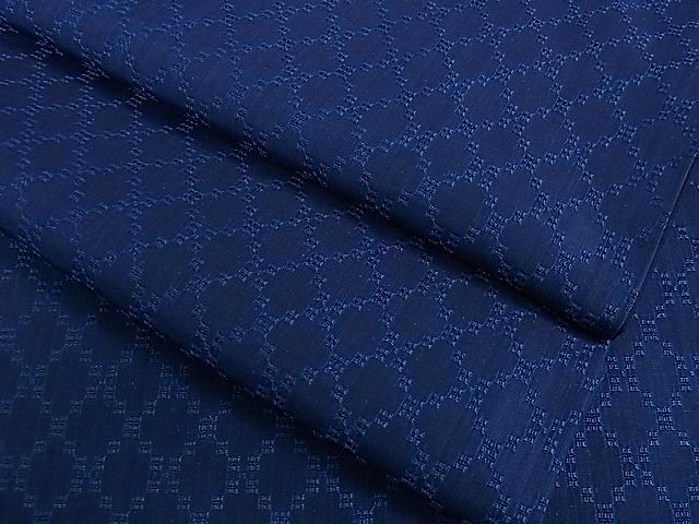 平和屋本店■極上　紬　花織　本藍　逸品　DZAA1341kh4