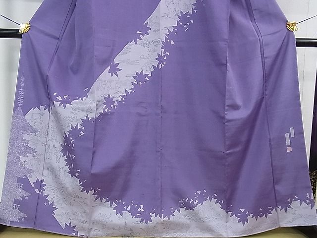 平和屋本店□極上 手彫木版染 佐伯武晴 訪問着 紬地 鳥獣