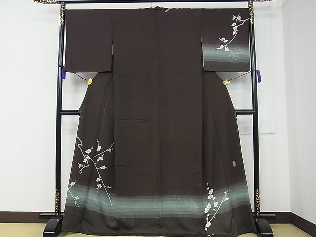 平和屋本店■極上　本加賀友禅作家　由水煌人　訪問着　梅　寿光織　反端付き　逸品　未使用　CZAA0622s4