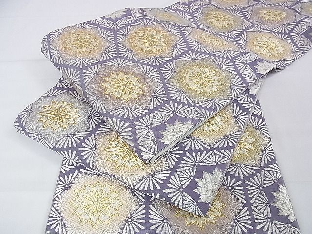 平和屋本店■極上　織匠十一代目 篠屋宗兵衛 謹製　綾綴れ唐織　両面全通柄袋帯　亀甲花文　金銀糸　逸品　未使用　DZAA1347kh4