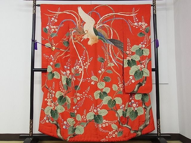 平和屋本店■極上　アンティーク　大正ロマン　振袖　相良刺繍　駒刺繍　鳳凰枝花文　金糸　逸品　CZAA0661s4