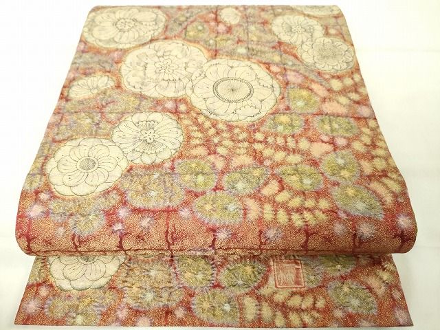 平和屋本店■極上　初代　久保田一竹　幻の辻が花　太鼓柄袋帯　金通し地　逸品　DZAA1793kh4