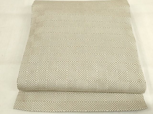 平和屋本店■極上　伊兵衛織　工芸手織　八寸名古屋帯　入子菱　一重帯　正絹　逸品　未使用　KAAA1532kk4