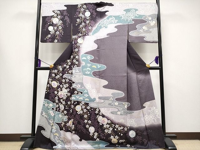 平和屋本店■極上　訪問着　駒刺繍　雪輪霞花丸文　暈し染め　金彩　松屋百貨店扱い　逸品　CYAA0642s4