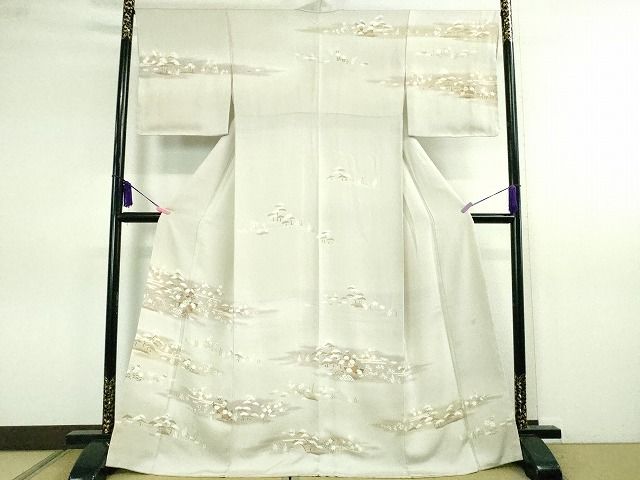 平和屋本店■極上　京手描友禅　訪問着　吉祥花松文　紫水晶色地　金彩　反端付き　逸品　未使用　DZAA2065kh4