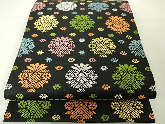 平和屋本店■極上　龍村美術織物　たつむら　本袋帯　唐織　聖樹花飾文　黒地　金銀糸　逸品　未使用　DZAA2101kh4