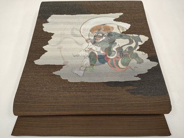 平和屋本店■極上　太鼓柄袋帯　室華風　風神雷神　金彩　見る角度により柄が変わる　逸品　未使用　CYAA0753s4