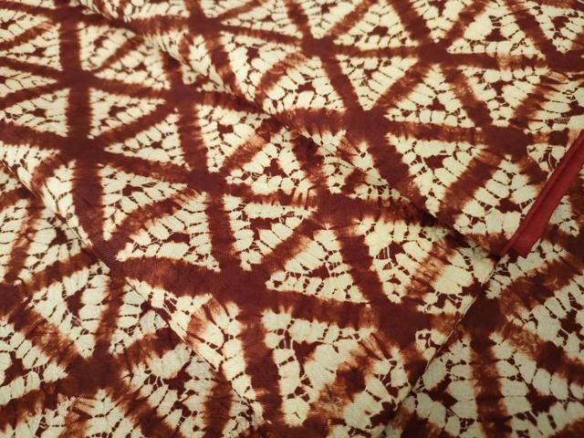 平和屋本店■極上　岩手の匠　草紫堂　南部絞り　茜染　紬　正絹　逸品　DZAA2387kh4