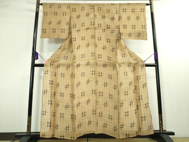 平和屋本店■極上　夏物　芭蕉布　手積み芭蕉糸100％　井桁絣　逸品　DZAA0098kh4