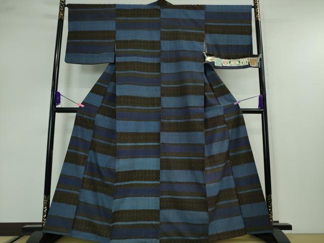 平和屋本店■極上　本場結城紬　重要無形文化財　80亀甲　奥順謹製　吉祥横段文　証紙付き　逸品　DZAA2129kh4