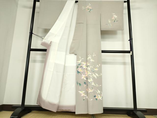 平和屋着物●京加賀友禅　百貫石峰　訪問着　草花文　正絹　逸品　DAAK8997az 平和屋着物○京加賀友禅 百貫石峰 訪問着 草花文 正絹 逸品 DAAK8997az