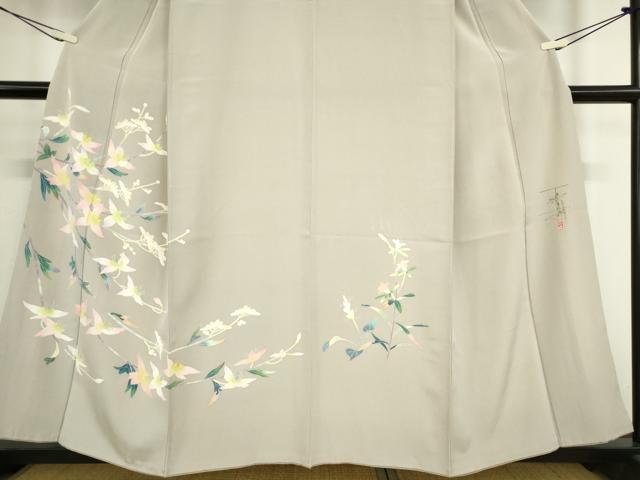 平和屋着物○京加賀友禅 百貫石峰 訪問着 草花文 正絹 逸品 DAAK8997az