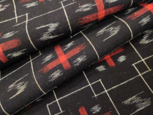 平和屋着物▽久留米絣　単衣　十字絣　綿　逸品　DAAO3494fe