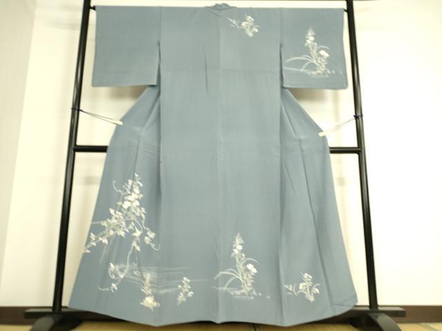 平和屋着物▽訪問着　単衣　友禅　飛鳥花文　正絹　逸品　DAAQ3607az