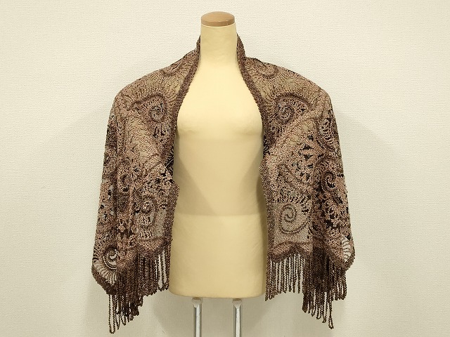 平和屋着物●染織デザイナー　堀口無月 　MUGETSU　チュール織　和装小物　透け感のあるショール　AAAS2622ay