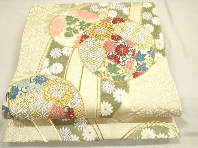 平和屋着物●六通柄袋帯　唐織　モール　紅花染　吉祥花文　金銀糸　正絹　逸品　DAAP1781ic