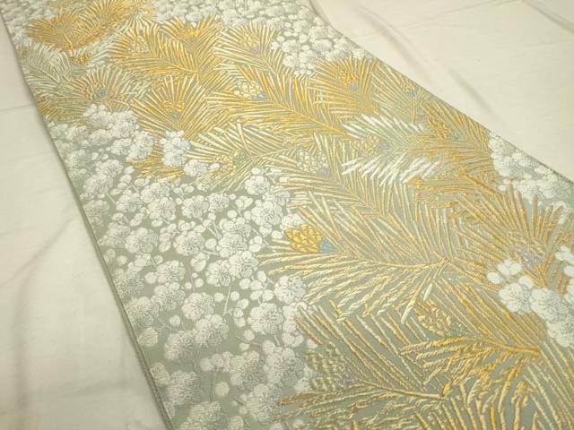 平和屋着物○六通柄袋帯 華麗 松葉文 金糸 反端付き 正絹