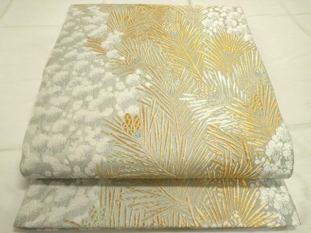 平和屋着物●六通柄袋帯　華麗　松葉文　金糸　反端付き　正絹　逸品　DAAQ2349fe
