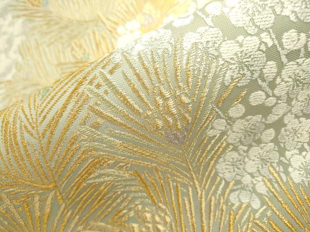 平和屋着物○六通柄袋帯 華麗 松葉文 金糸 反端付き 正絹