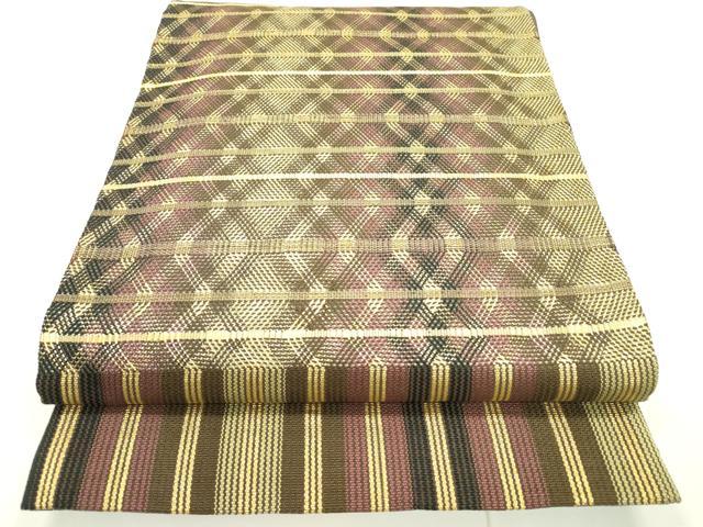 平和屋着物●ひなや工房　くむ・あむ・おる　伊豆蔵明彦　組織　太鼓柄袋帯　横段文　金糸　正絹　逸品　DAAR0675fe