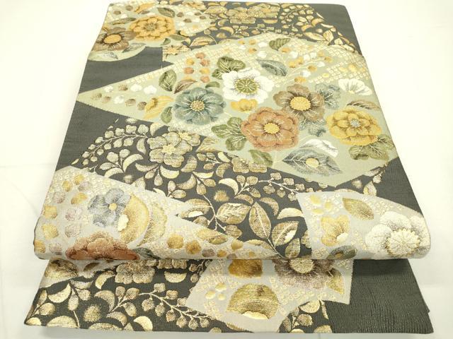 平和屋着物●六通柄袋帯　辻が花　金糸　正絹　逸品　DAAR0727fe