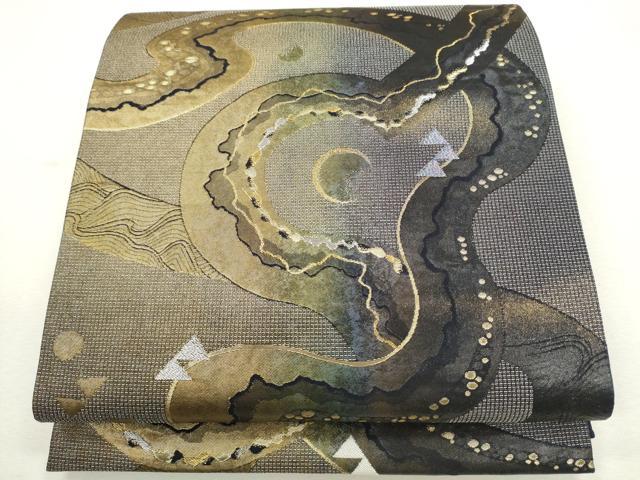 平和屋着物●六通柄袋帯　流水吉祥文　金銀糸　引箔　正絹　逸品　CAAR1308hy