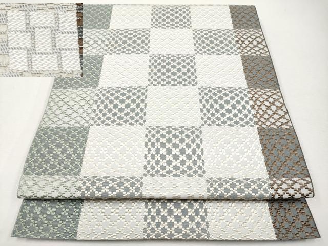 平和屋本店●極上　1897年創業 名門岡野 本場筑前博多織 千年工房　八寸名古屋帯　市松吉祥文　やまと誂製　逸品　CYAA2092s5