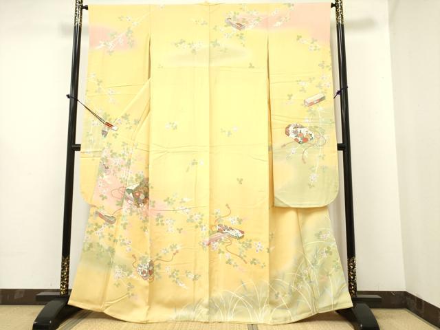 平和屋着物●豪華振袖　駒刺繍　文箱花文　暈し染め　金彩　正絹　逸品　DAAR0212yyy