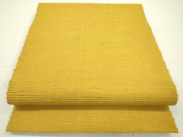 平和屋着物●八寸名古屋帯　信州紬　黄朽葉色　正絹　逸品　未使用　DAAR0842fe