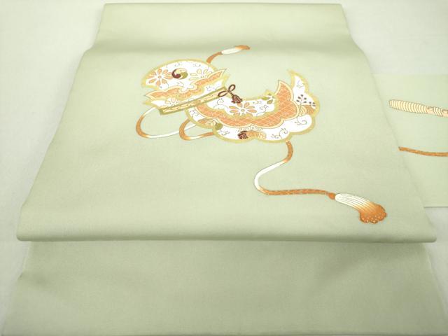 平和屋着物●塩瀬　九寸名古屋帯　鳥兜　夏虫色地　金彩　正絹　逸品　DAAQ3024ps