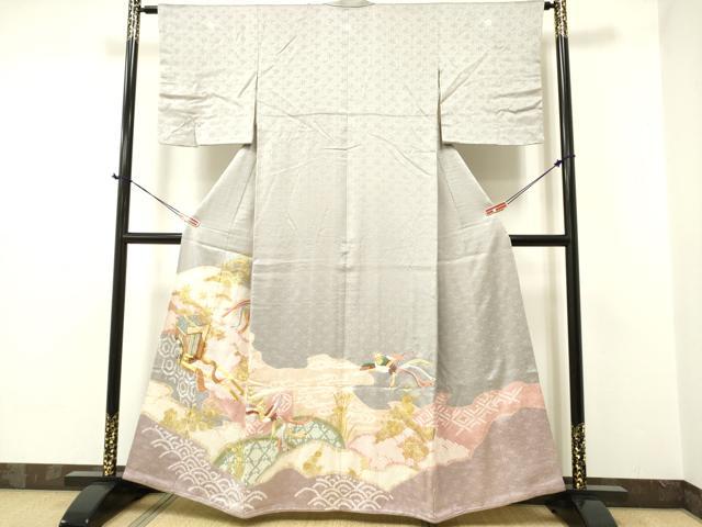 平和屋着物●豪華色留袖　駒刺繍　絞り　鳳凰御所車花文　金彩　正絹　逸品　DAAR0308yyy
