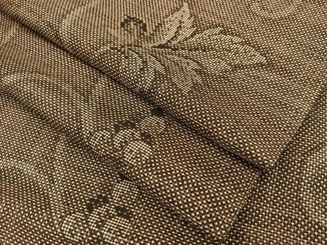 平和屋着物▽本場大島紬　単衣　7マルキ　唐草文　正絹　逸品　BAAQ4932du