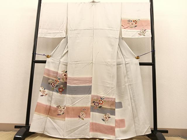 平和屋着物▽訪問着　単衣　横段花文　暈し染め　金彩　正絹　逸品　BAAS8308hv