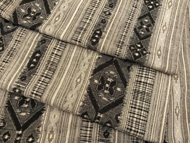 平和屋着物▽上質な紬　単衣　菱間道　正絹　逸品　BAAS8383hv