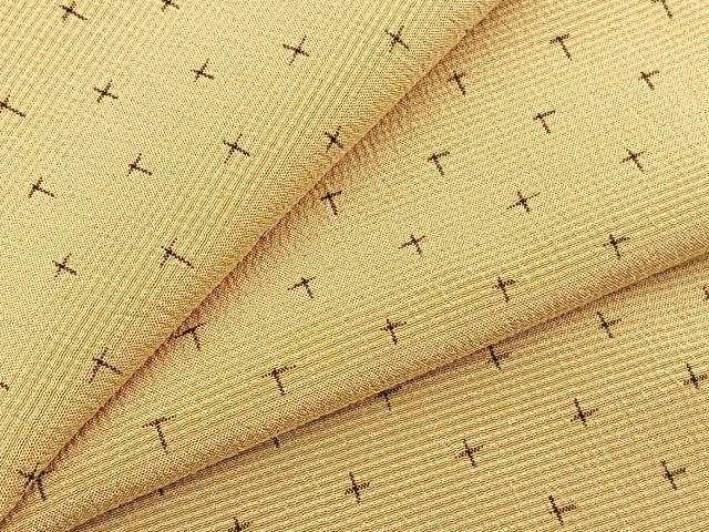 平和屋着物▽本塩沢　単衣　十字絣文様　正絹　逸品　BAAS8384hv