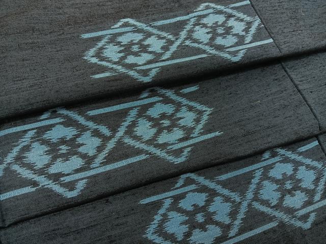 平和屋着物▽上質な紬　単衣　横段花菱文　正絹　逸品　BAAS8016yc