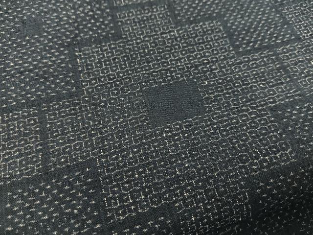 平和屋着物▽結城紬　単衣　80亀甲　飛び亀甲　幾何学文様　正絹　逸品　BAAS8021yc