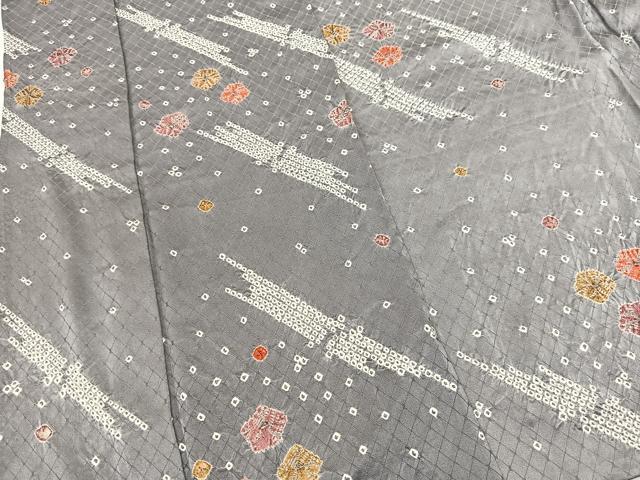 平和屋着物▽上質な小紋　単衣　絞り　斜線花文　正絹　逸品　未使用　BAAS8041yc 平和屋着物▽上質な小紋 単衣 絞り 斜線花文 正絹 逸品 未