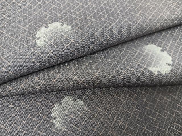 平和屋着物▽上質な小紋　単衣　雪輪丸文　正絹　逸品　BAAS8055yc