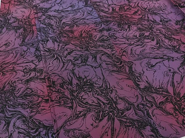 平和屋着物▽上質な小紋　単衣　墨流し文様　暈し染め　正絹　逸品　BAAS8069yc