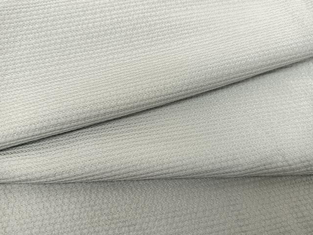 平和屋着物▽上質な色無地　単衣　横段地紋　薄雲鼠色　正絹　逸品　BAAS8073yc