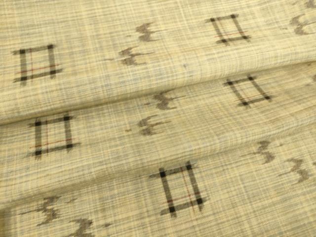 平和屋着物▽上質な紬　単衣　絣文様　正絹　逸品　DAAQ4479az