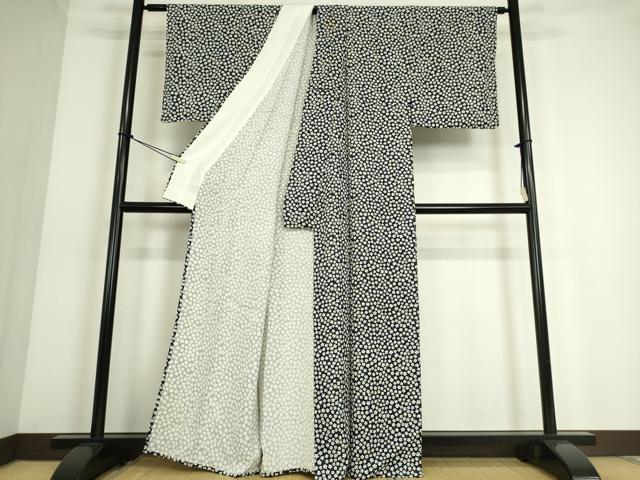 平和屋着物▽上質な小紋 単衣 舞花文 正絹 逸品 DAAQ4508az