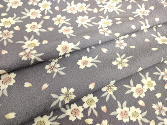 平和屋着物▽上質な小紋　単衣　舞桜文　正絹　逸品　DAAS0038az