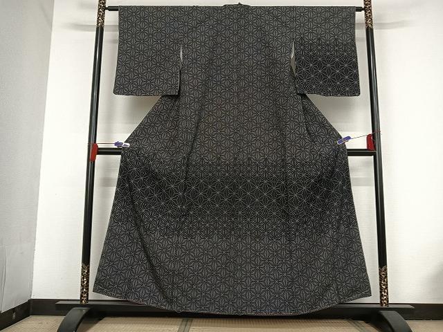 平和屋着物●本塩沢　訪問着　麻の葉文様　正絹　逸品　AAAT9373np