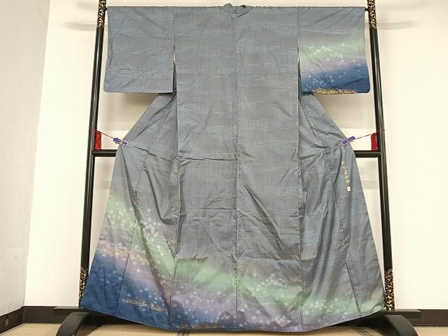 平和屋着物●西陣織　陰山織物謹製　箔屋清兵衛　本場染大島紬　訪問着　霞文　暈し染め　金彩　正絹　逸品　AAAT9391np